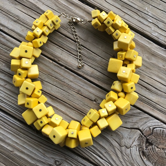 Jewelry | Gorgeous Mustard Yellow Square Beaded Necklace | Poshmark